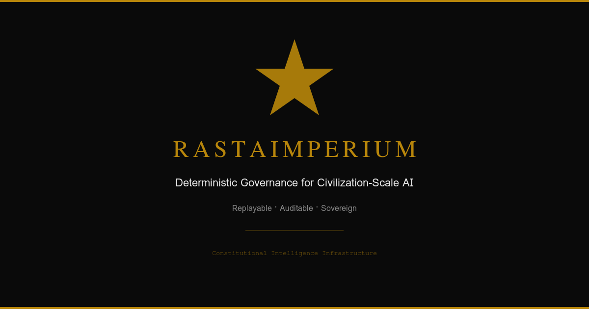 Rasta Imperium — Deterministic Governance for Civilization-Scale AI